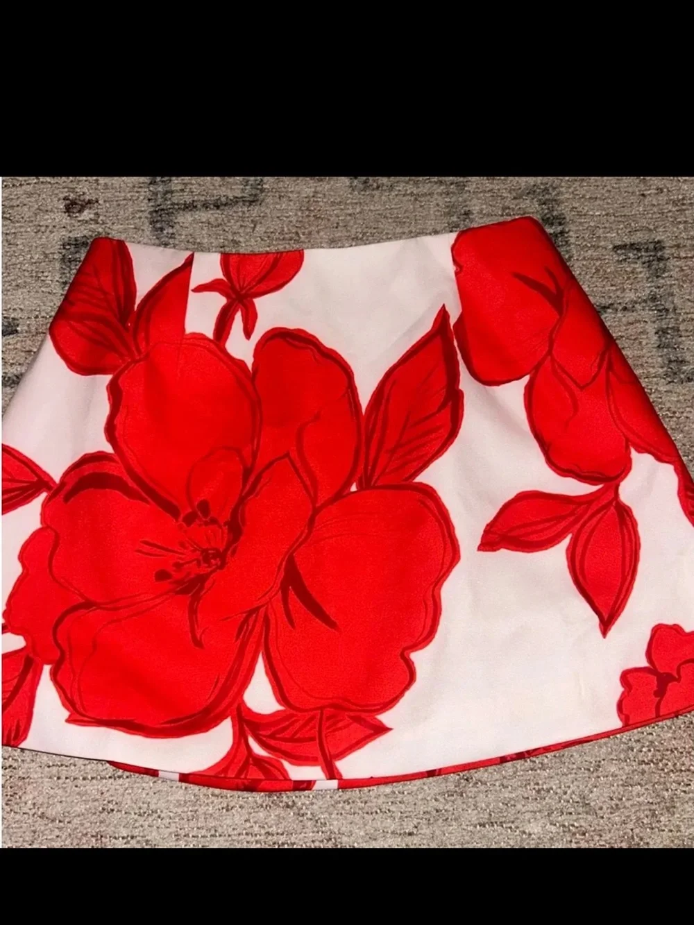 Showpo. | Skirts | Showpo White Mini Skirt With Bold Red Floral Print ...